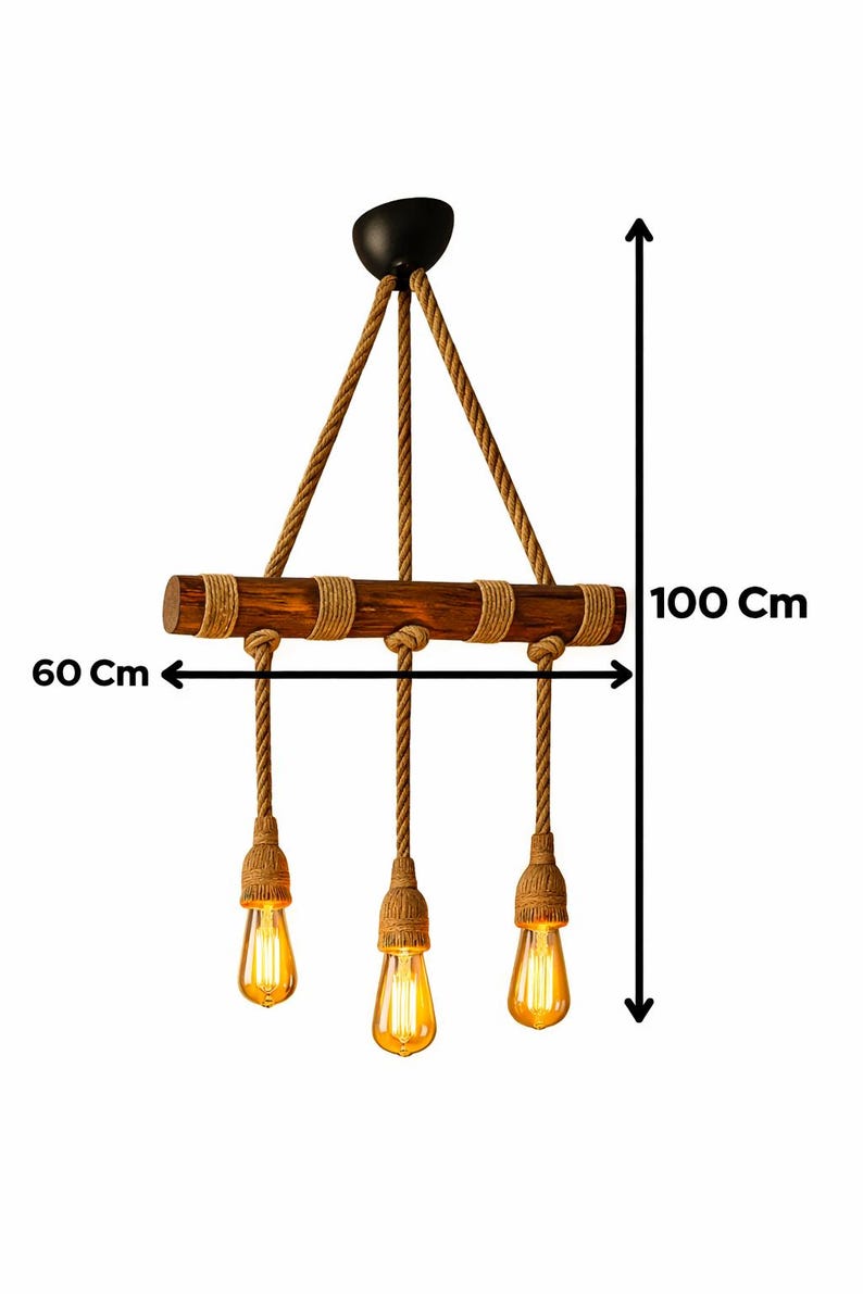 Rustic Wood Lighting Fixture, Unique Ceiling Lamp for Dining Room ...