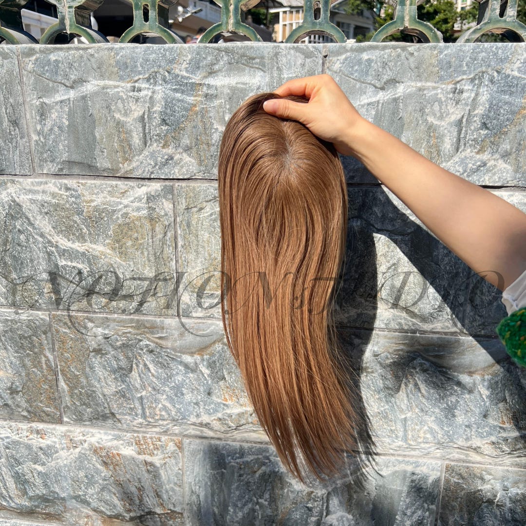 HUMAN HAIR Clip on Topper/ Hair System 16 Inch Mixed Brown Blonde - Etsy
