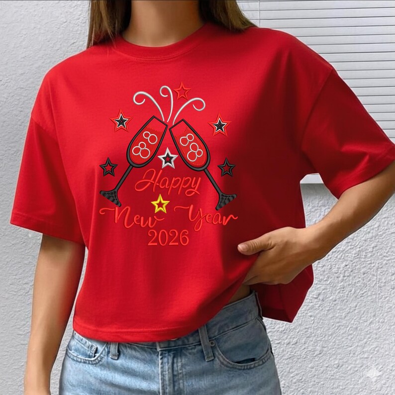 New Year 2026 Embroidery Design, Champagne Glasses Patch (digital ...