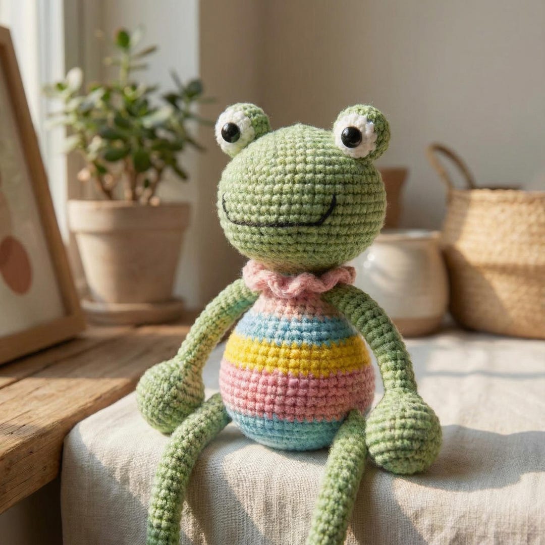 Crochet Frog Toy, Handmade Crochet Frog, Amigurumi Frog Doll, Soft ...