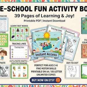 Preschool Activity Book | 39 Pages Learning Games, Tracing, Mazes ...