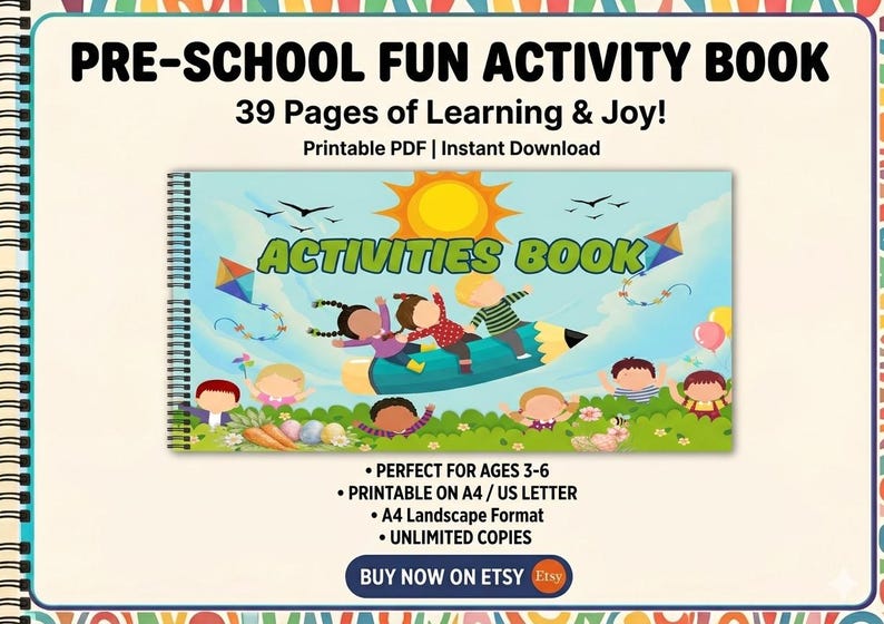 Preschool Activity Book | 39 Pages Learning Games, Tracing, Mazes ...