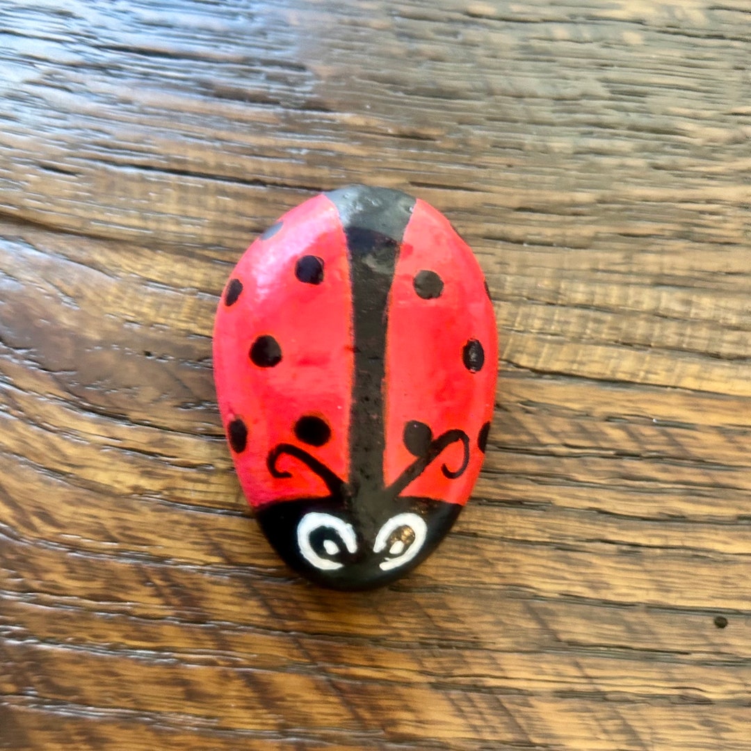 Hand Painted Ladybug Rock With Inspirational Saying on the Back. - Etsy
