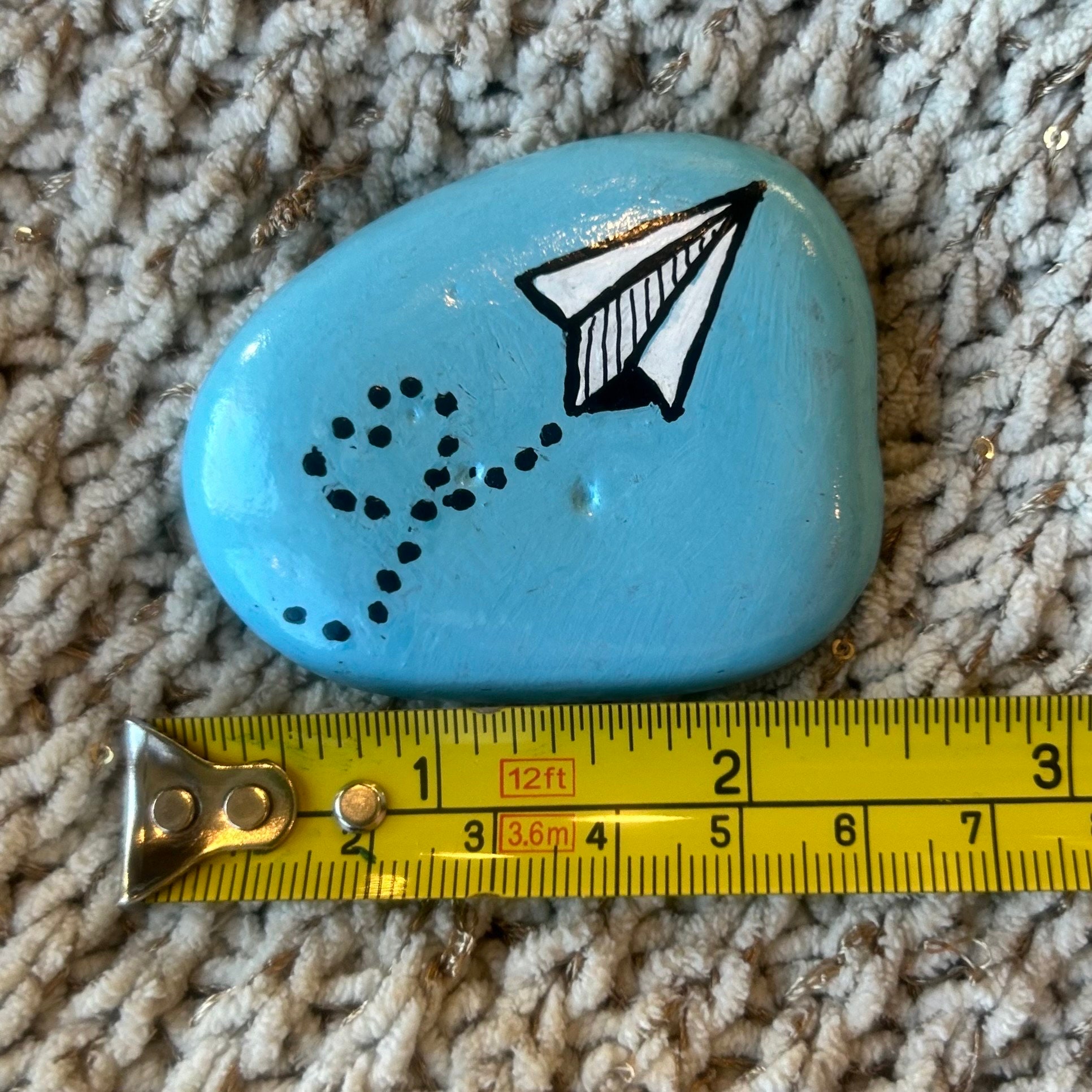 Hand Painted Paper Airplane Rock With Inspirational Saying on the Back ...