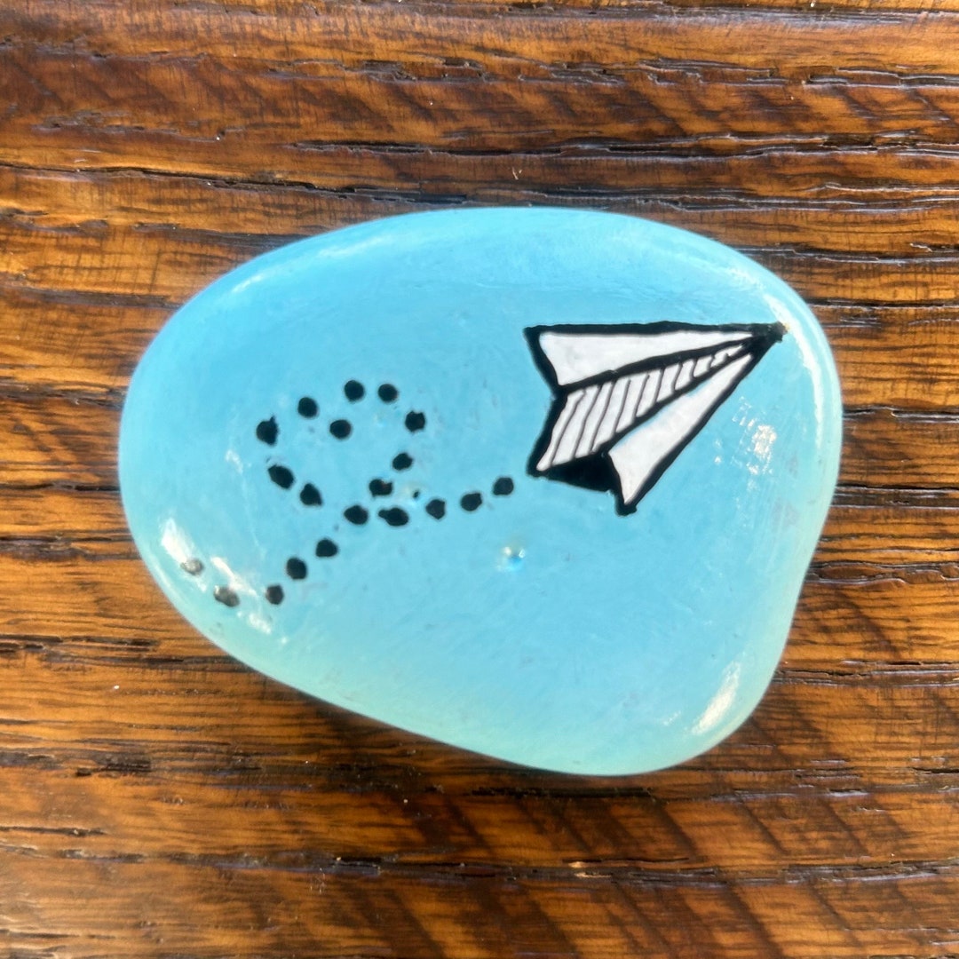 Hand Painted Paper Airplane Rock With Inspirational Saying on the Back ...