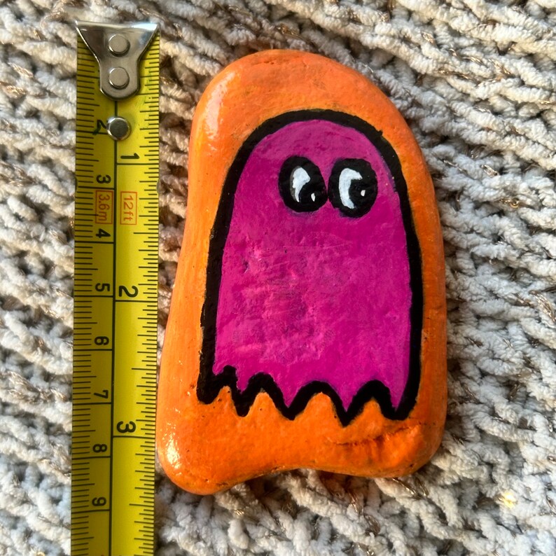 Hand Painted Pacman Ghost Rock With Inspirational Saying on the Back ...