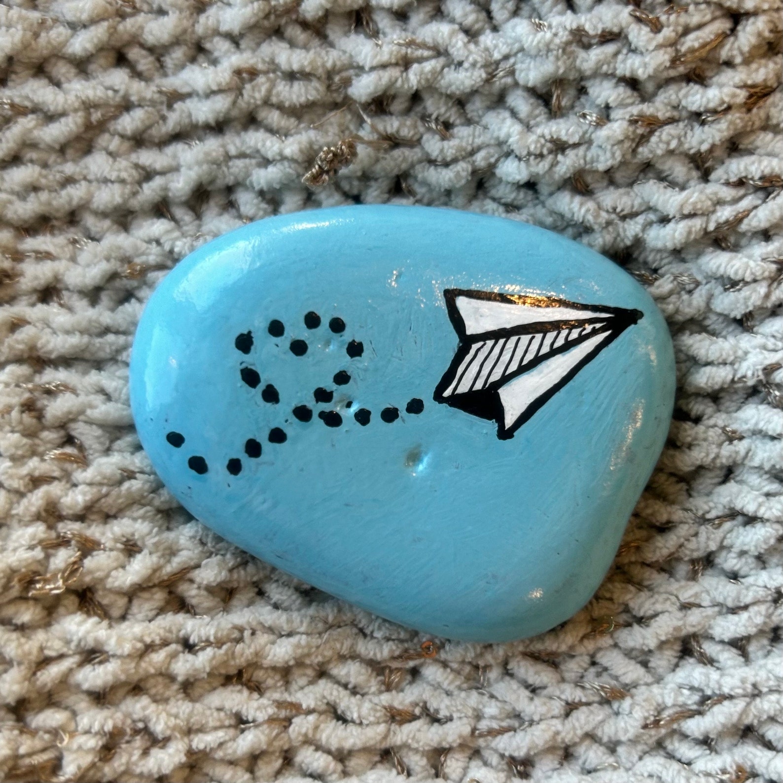 Hand Painted Paper Airplane Rock With Inspirational Saying on the Back ...