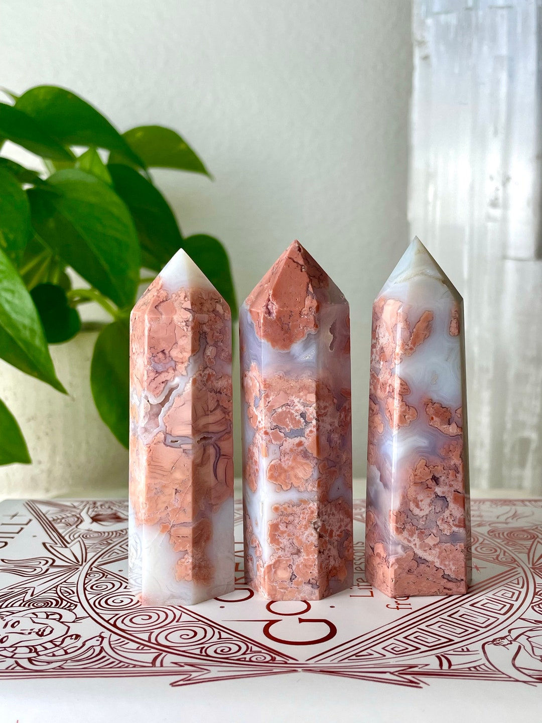 Pink Agate Crystal Tower // Cotton Candy Agate Druzy Polished Natural ...