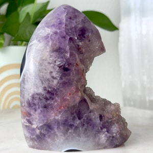 Sugar Amethyst Crystal Geode // Purple Pink Druzy Cluster Cut Base ...