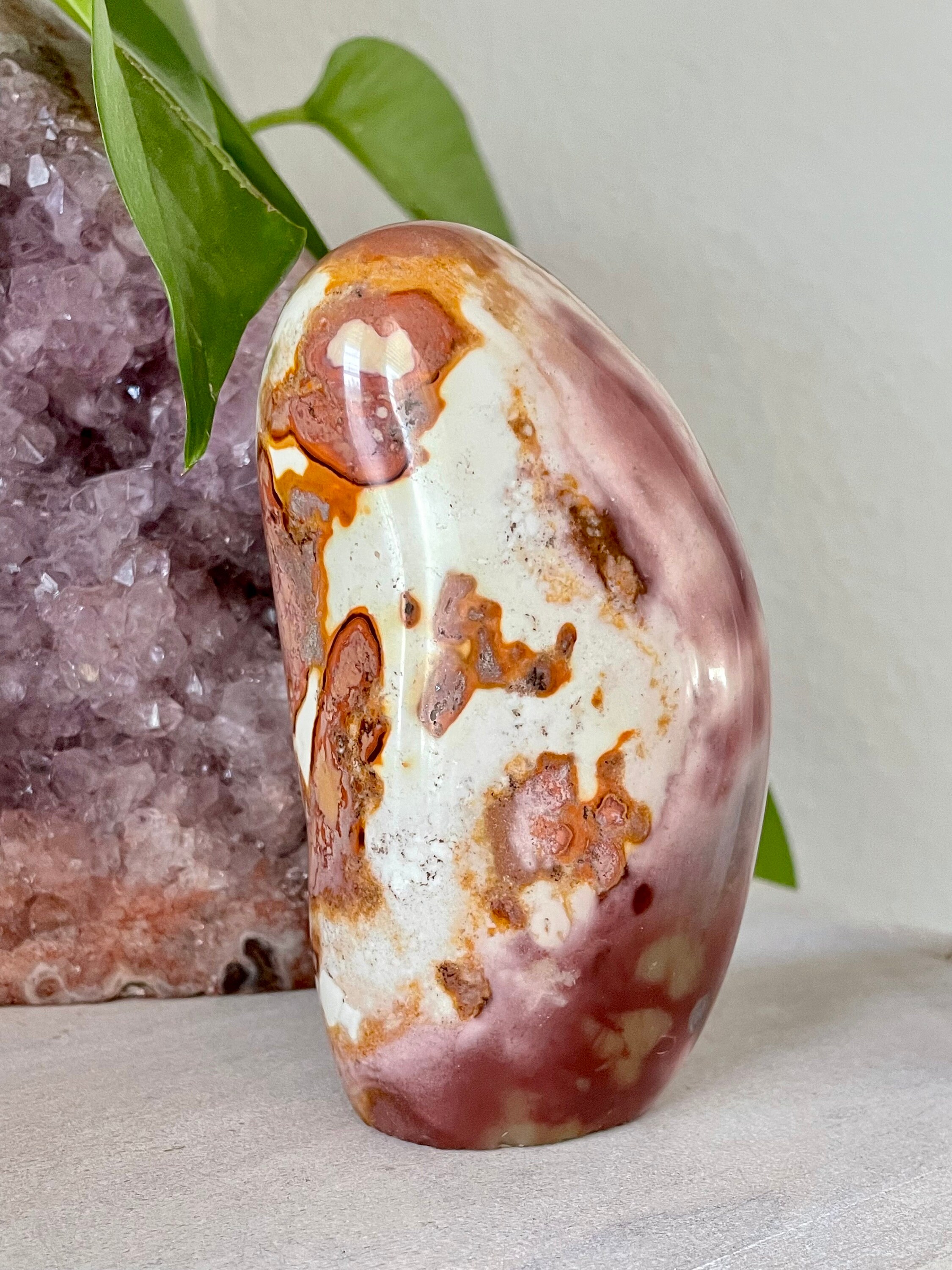 Pink Blue Orange Large Big Display Polychrome Jasper Freeform // Pastel ...