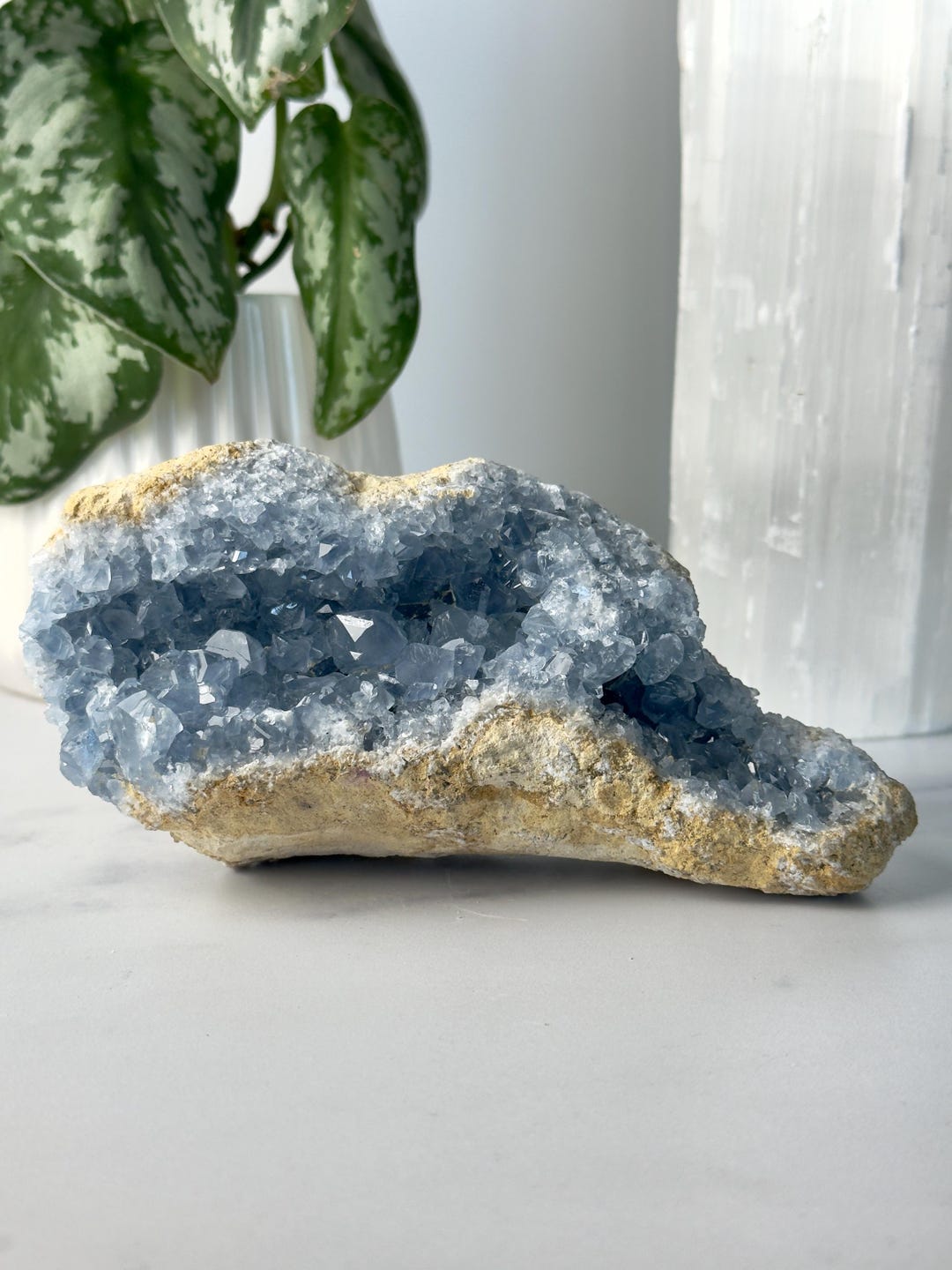 Blue Celestite Crystal Cluster // Large Raw Stone Geode Stone Natural ...