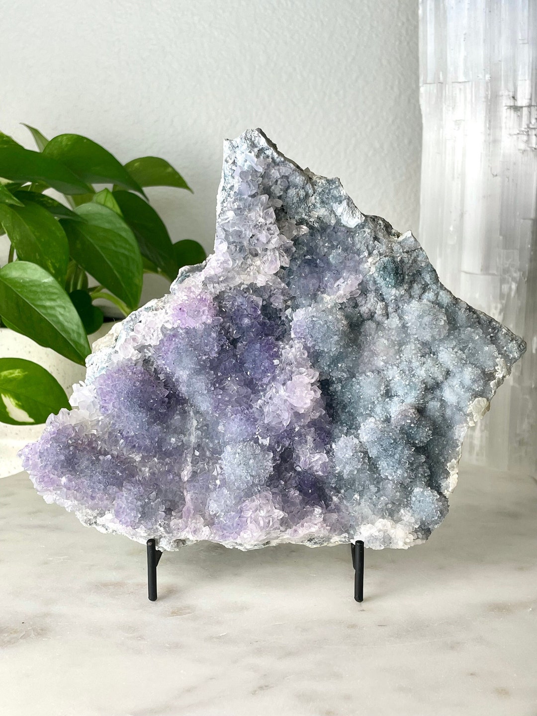 Amethyst Flower Zeolite Crystal // Natural Raw Sparkly Purple Druzy ...