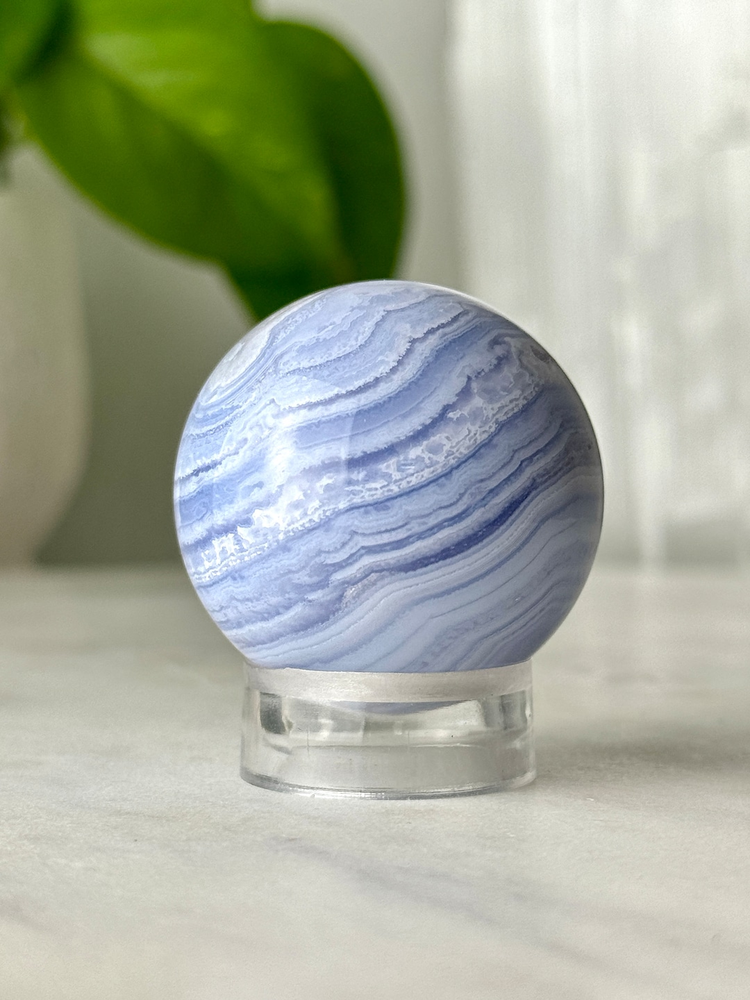 Blue Lace Agate Sphere // 39MM High Grade Polished Crystal Stone ...