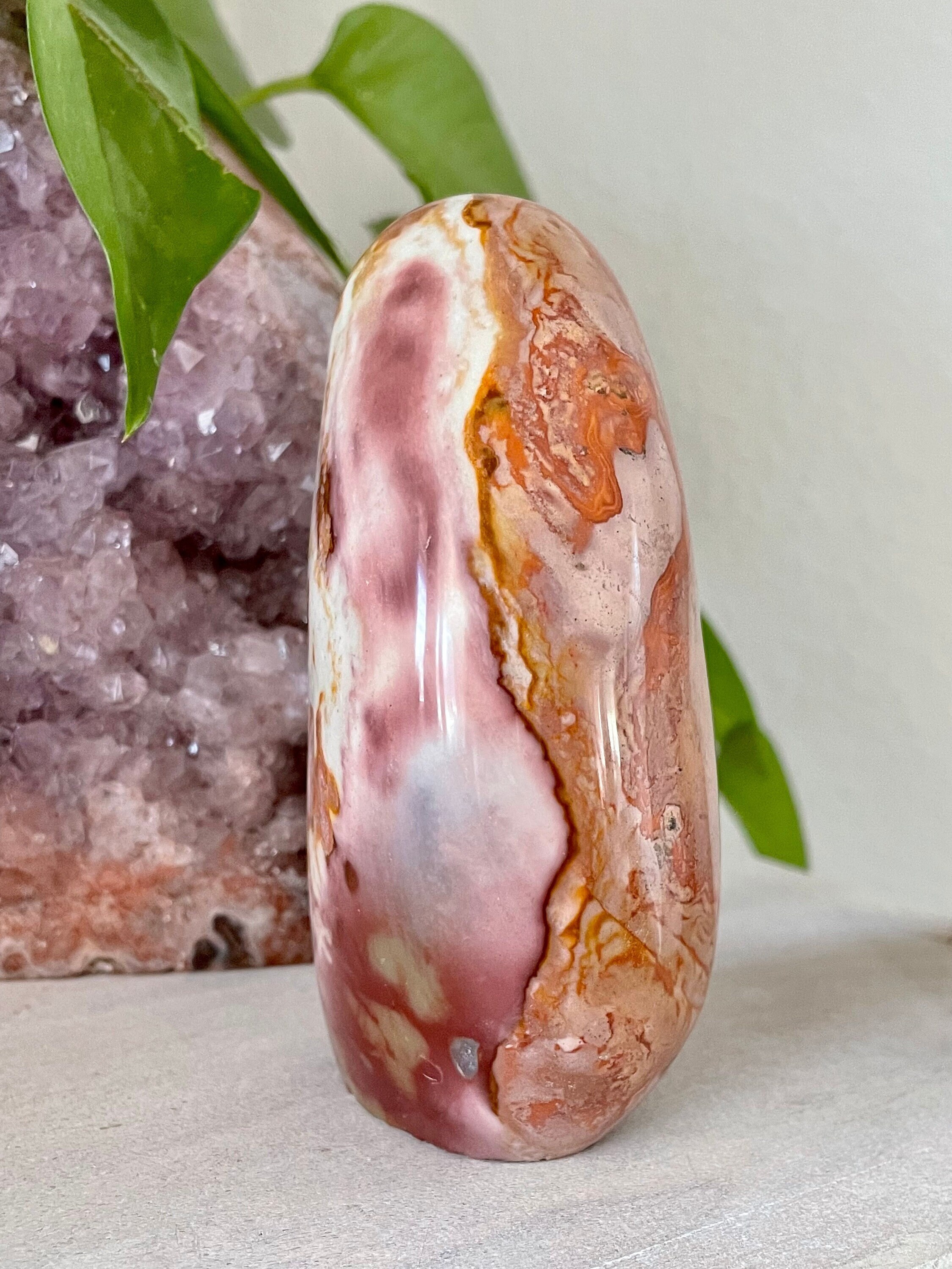Pink Blue Orange Large Big Display Polychrome Jasper Freeform // Pastel ...