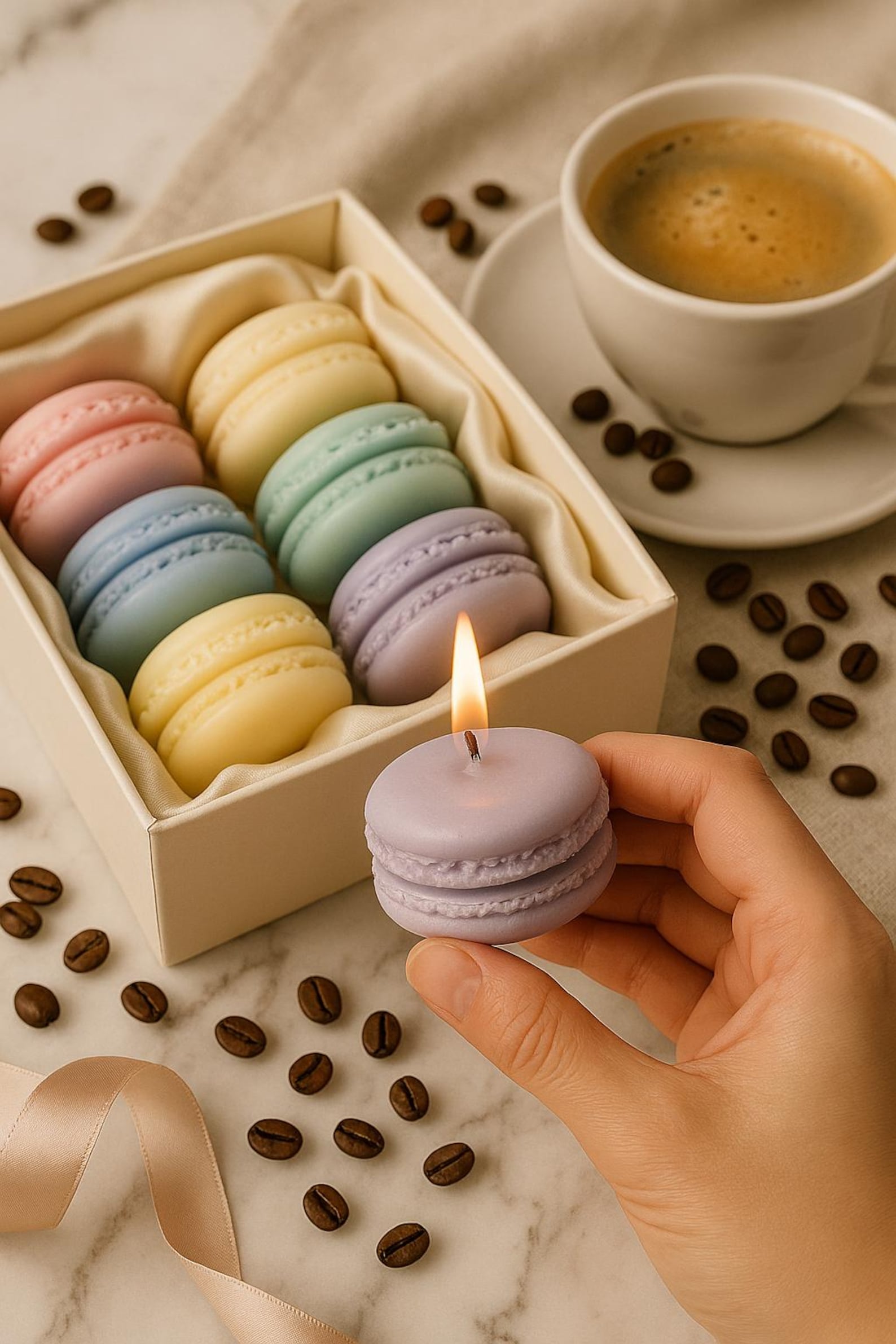 Macaron Candle Gift Set • Pastel Dessert Candles • Aesthetic Soy Wax ...
