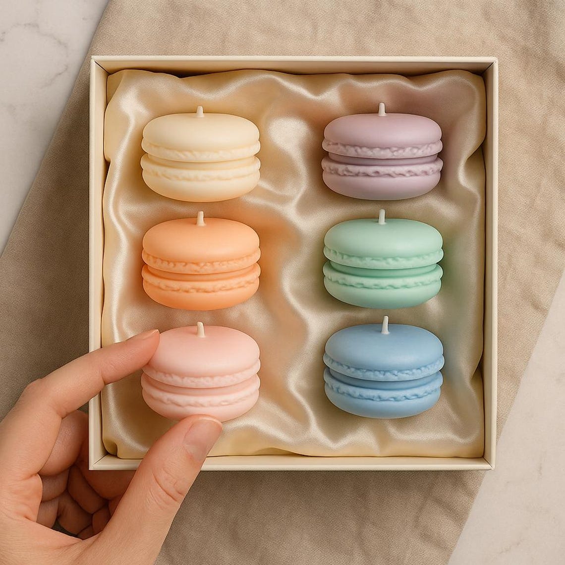 Macaron Candle Gift Set • Pastel Dessert Candles • Aesthetic Soy Wax ...