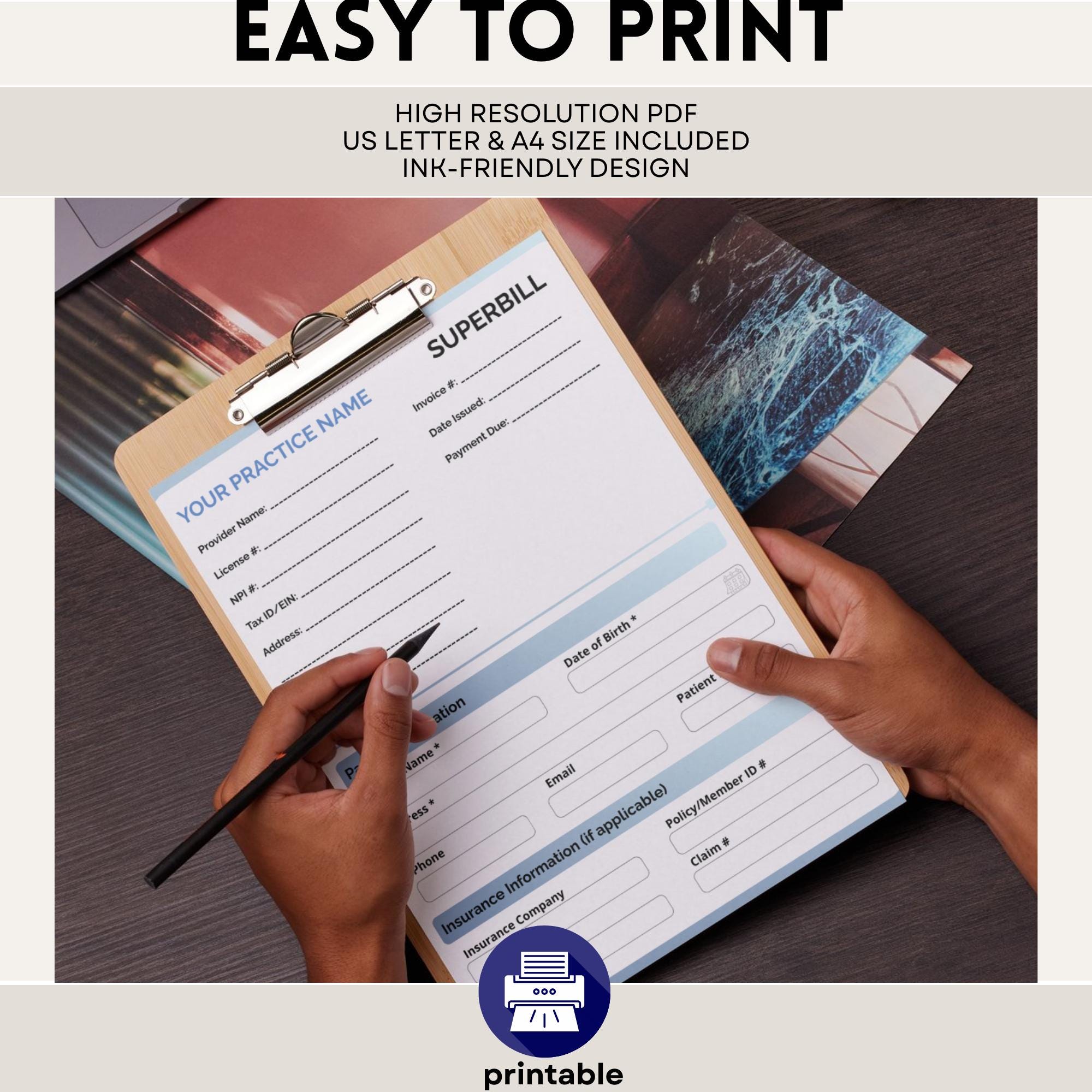 Editable Therapy Superbill Template, Canva & HTML, Mental Health Forms ...