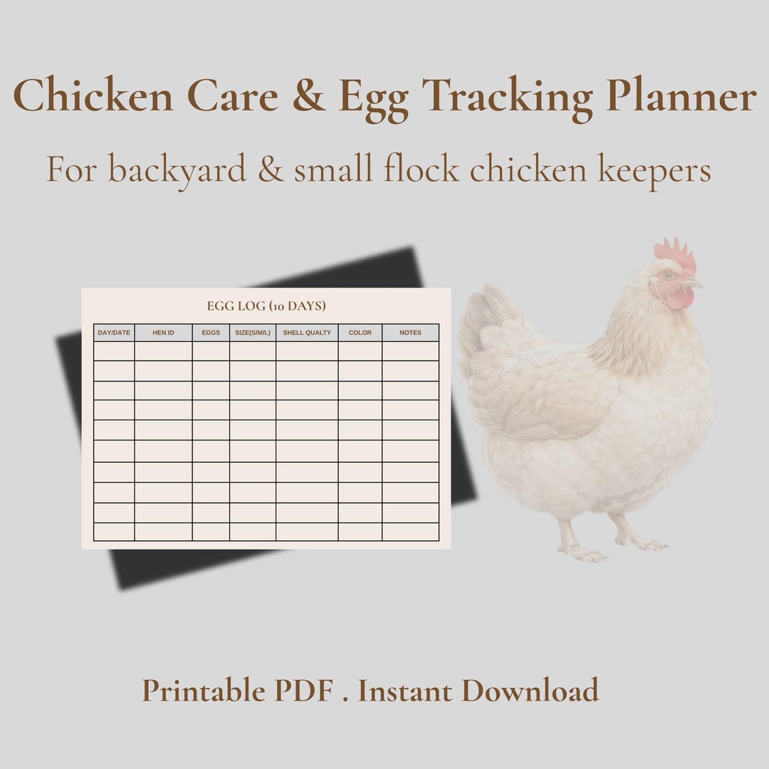 Chicken Care Planner – Egg Tracker, Coop Cleaning Log (digital Download ...