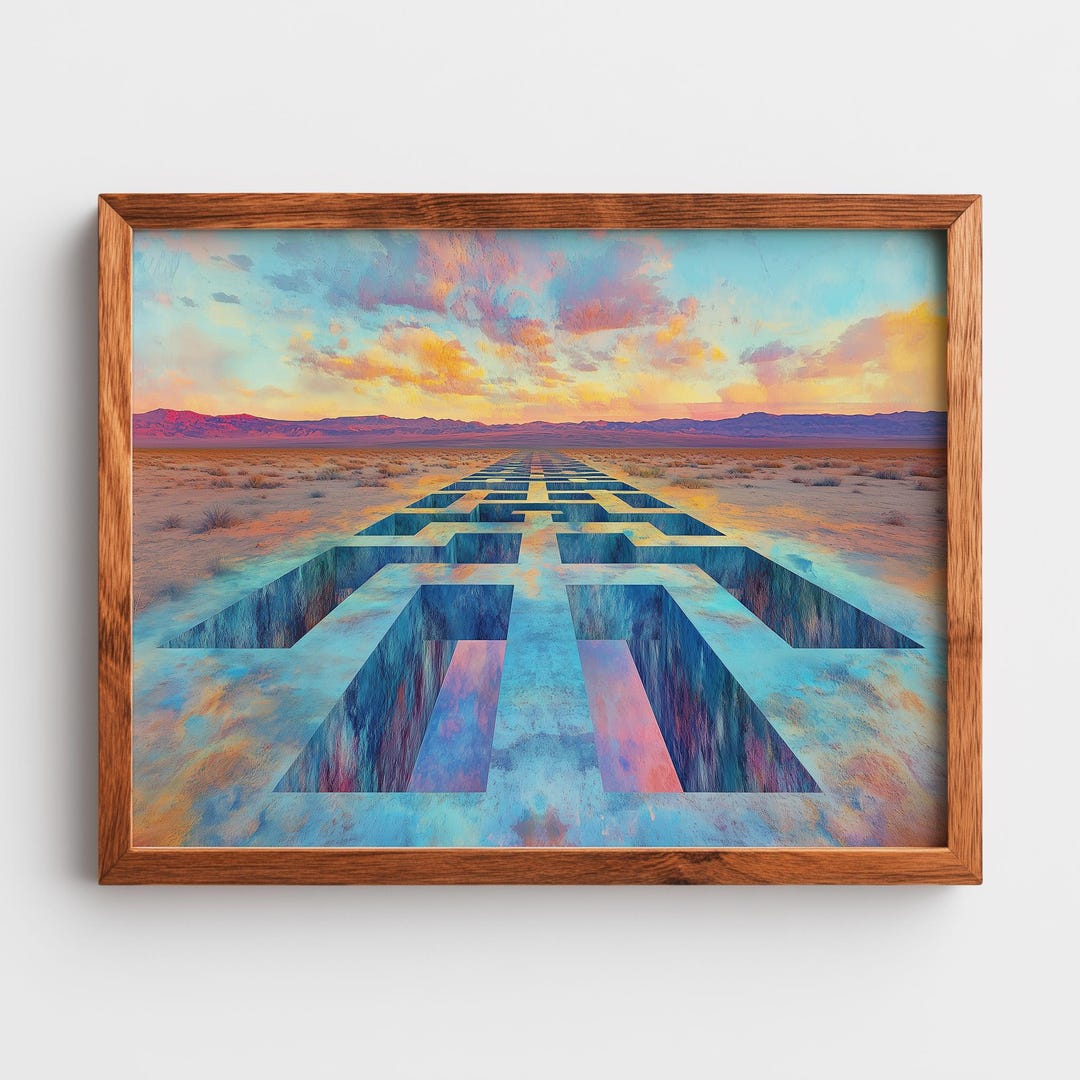 Surreal Desert Maze Art Print, Geometric Stereogram (digital Download ...