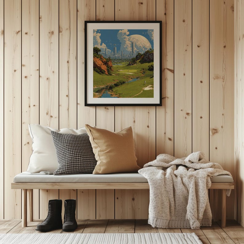 Retro Sci-fi Golf Course Art – Futuristic City Landscape Print (digital ...