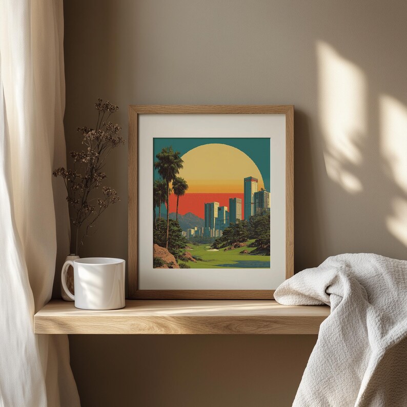 Retro-futuristic Golf Course Art – Mid-century Cityscape Poster ...