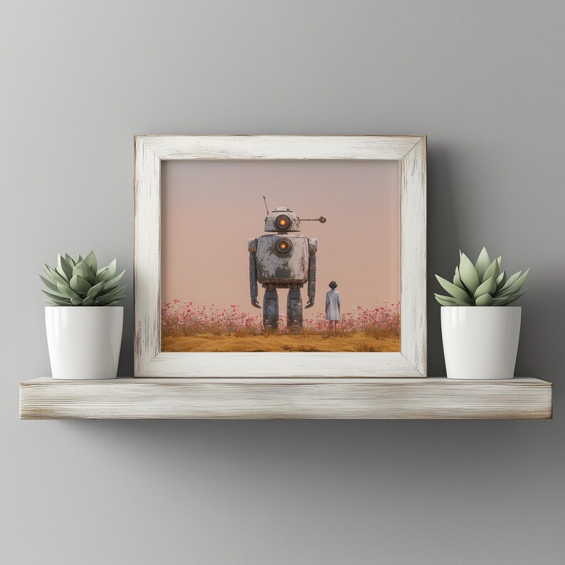 Retro Robot Little Girl Surreal Pastel Art Print (digital Download) - Etsy