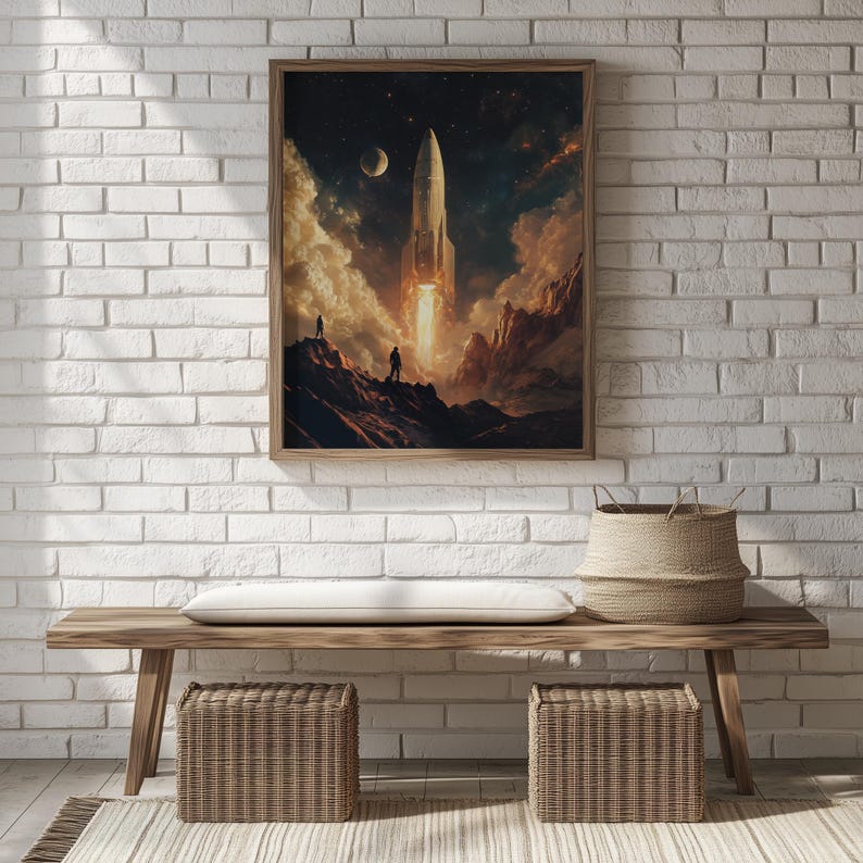 Futuristic Rocket Launch Digital Art, Bold Cosmic Space Scene With ...