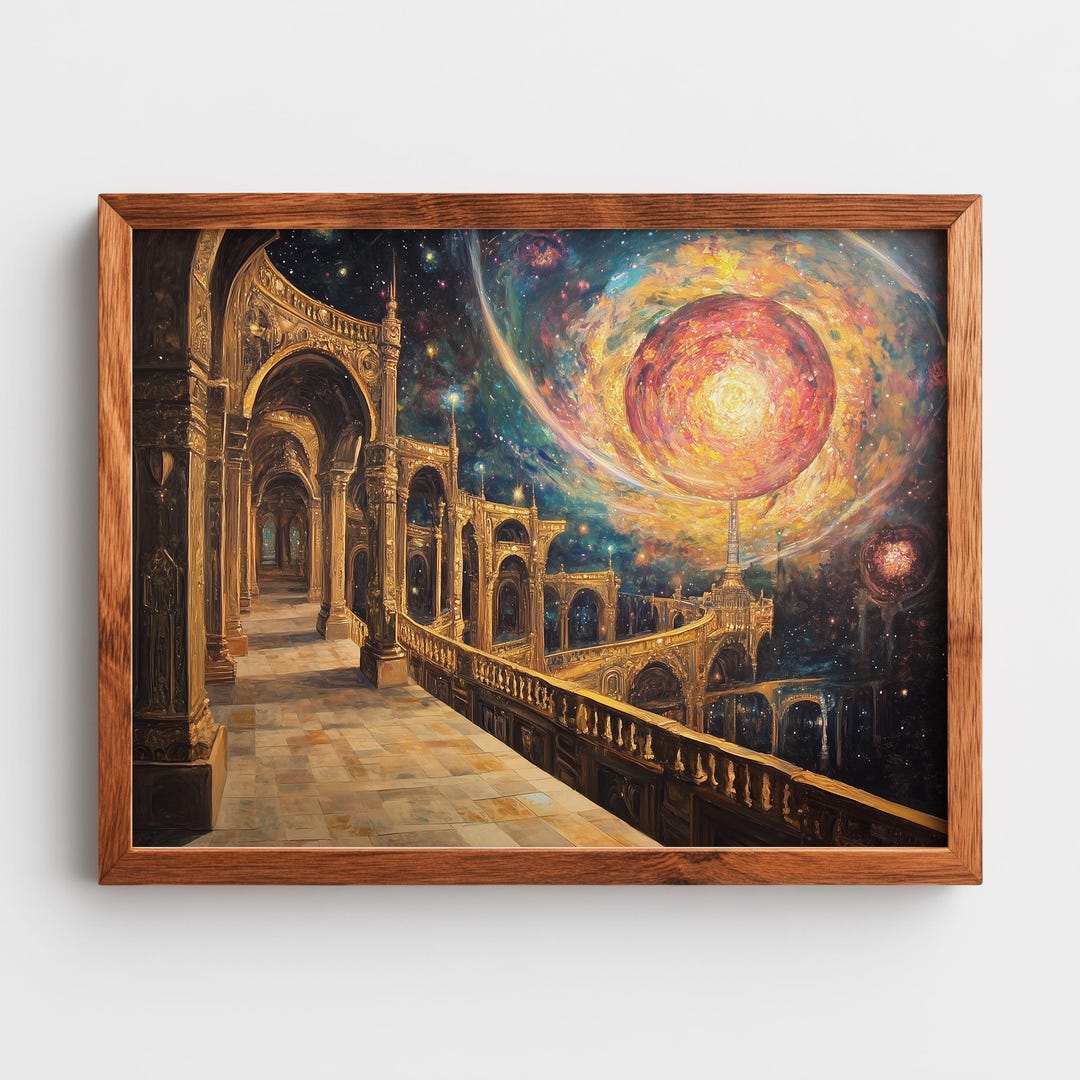 Celestial Balcony Art Print, Vintage Sci-fi Opera, Cosmic Nebula ...