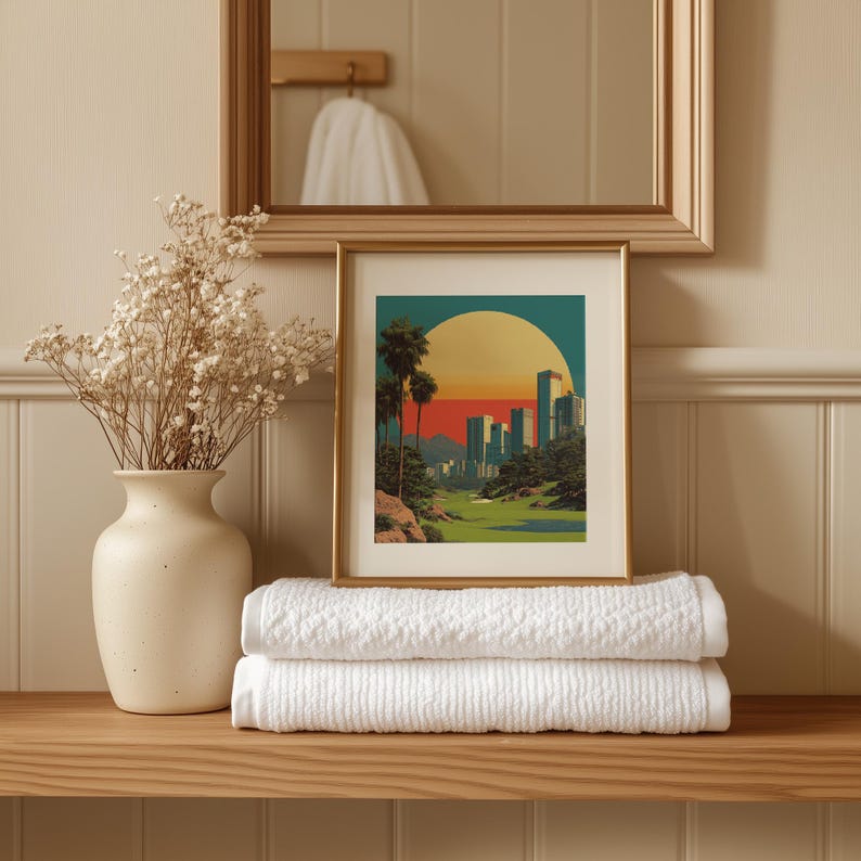 Retro-futuristic Golf Course Art – Mid-century Cityscape Poster ...