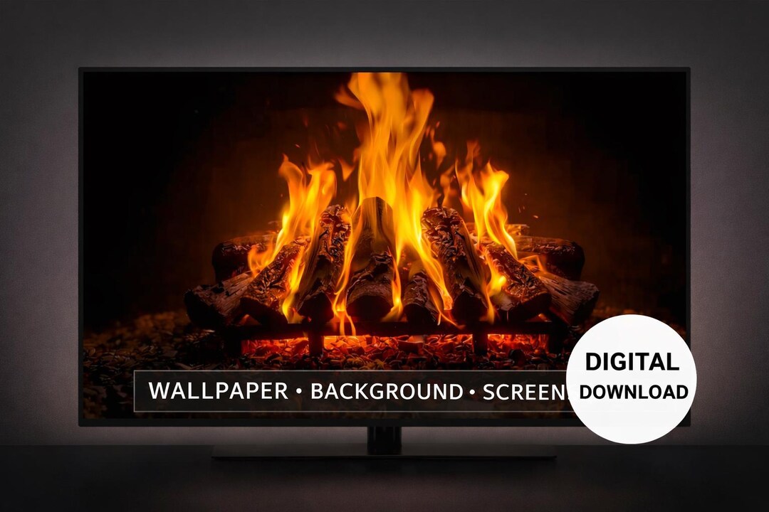 Fireplace Screensaver Digital Download, Winter Relaxing Fire Screen ...