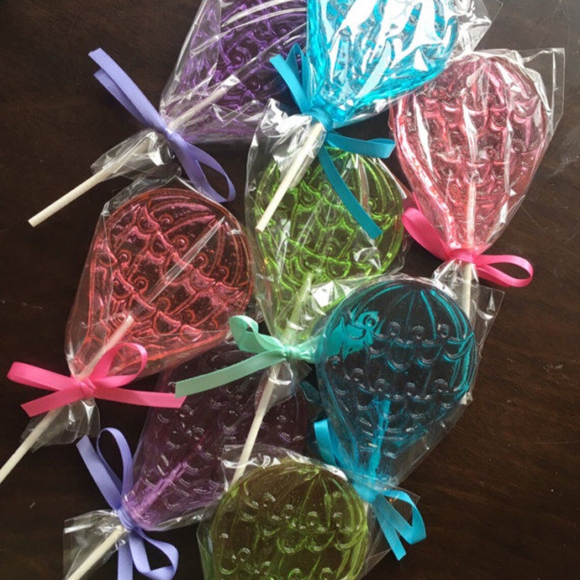 10 Large HOT AIR BALLOON Lollipops With Matching Satin Ribbon on 6 ...
