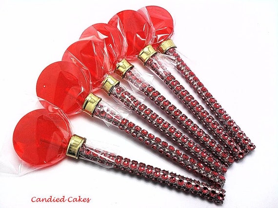 12 RED HARD CANDY Lollies - Matching Faux Rhinestone Stick, Wedding and ...