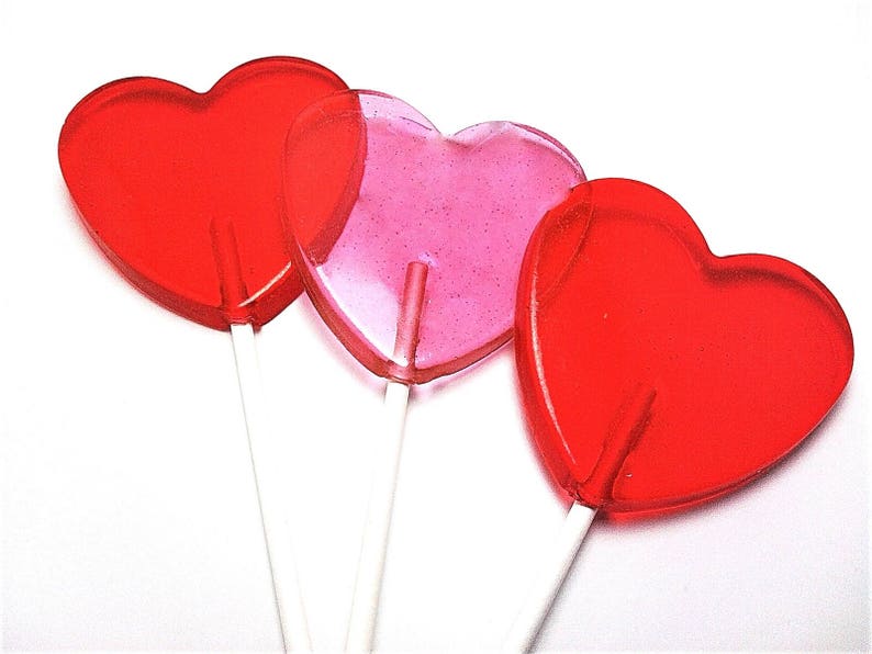 12 LARGE HEART LOLLIPOPS - Valentine Lollipops, Wedding Favors, Variety ...