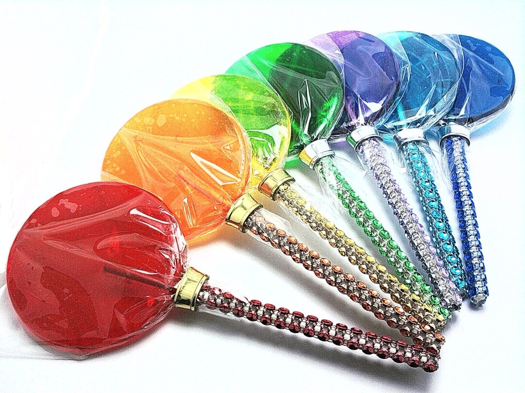 12 LARGE FUN POP Lollies With Bling Sticks - Select and Color or Flavor ...
