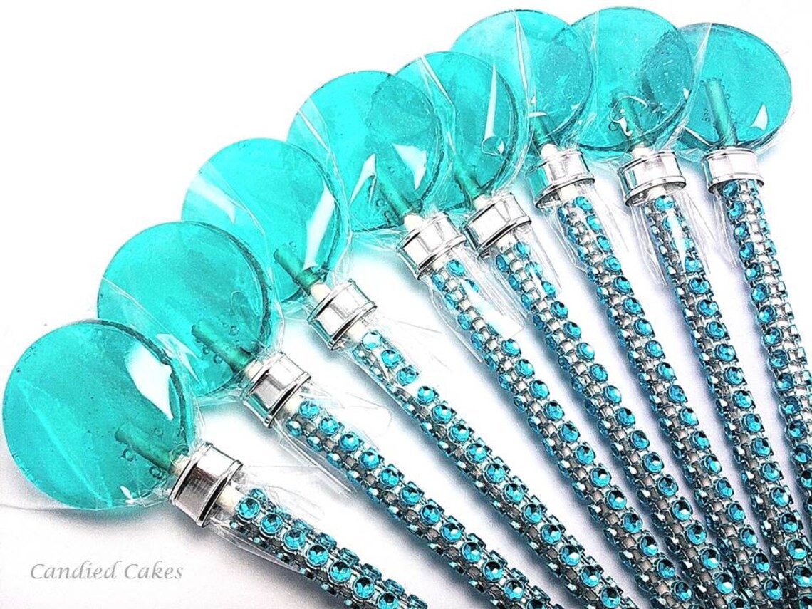 12 TURQUOISE HARD CANDY Lollies - Matching Faux Rhinestone Stick ...