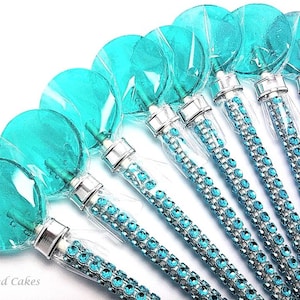 12 TURQUOISE HARD CANDY Lollies - Matching Faux Rhinestone Stick ...