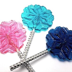 12 LARGE SNOWFLAKE LOLLIPOPS With Bling Sticks - Frozen Princess Party ...