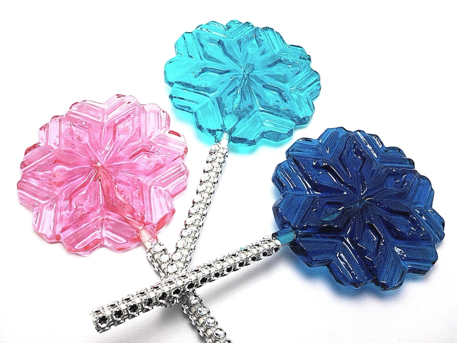 12 LARGE SNOWFLAKE LOLLIPOPS With Bling Sticks - Frozen Princess Party ...