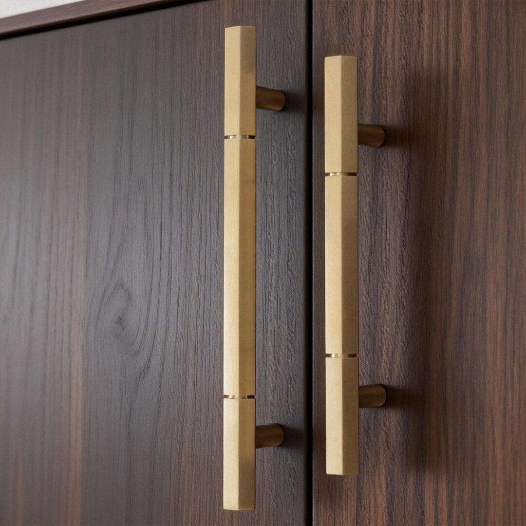 Brass Hexagon Cabinet Pull, Golden Modern Wardrobe Pulls - Etsy