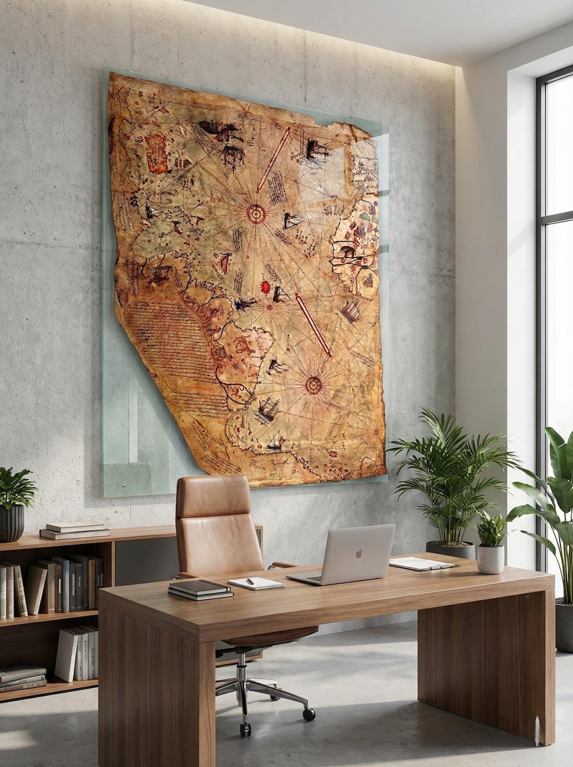 Piri Reis Map Glass Wall Art Print, 1513 Antique Nautical Chart Decor ...
