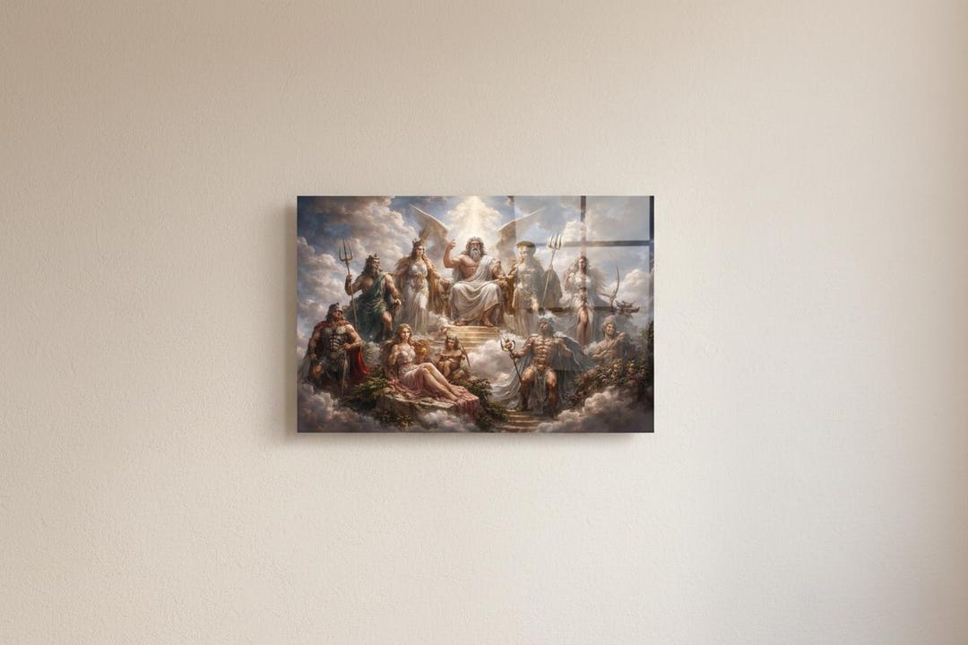 Greek Gods Olympus Wall Art – UV Printed Mythology Scene on Glass ...