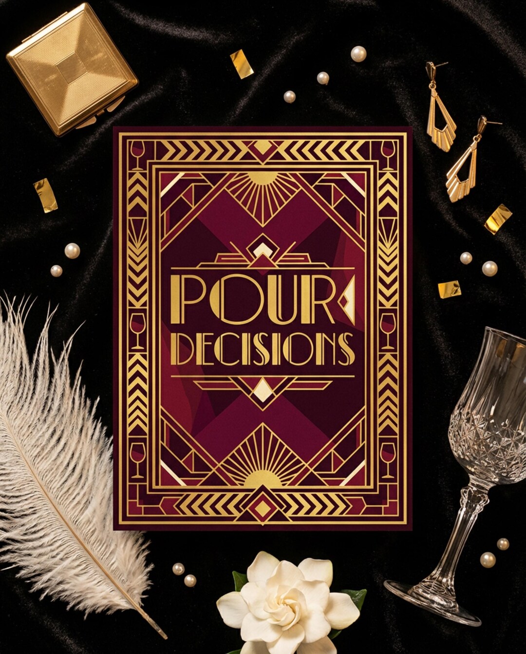 Pour Decisions Printable Christmas Card | Art Deco Gatsby 1920s ...