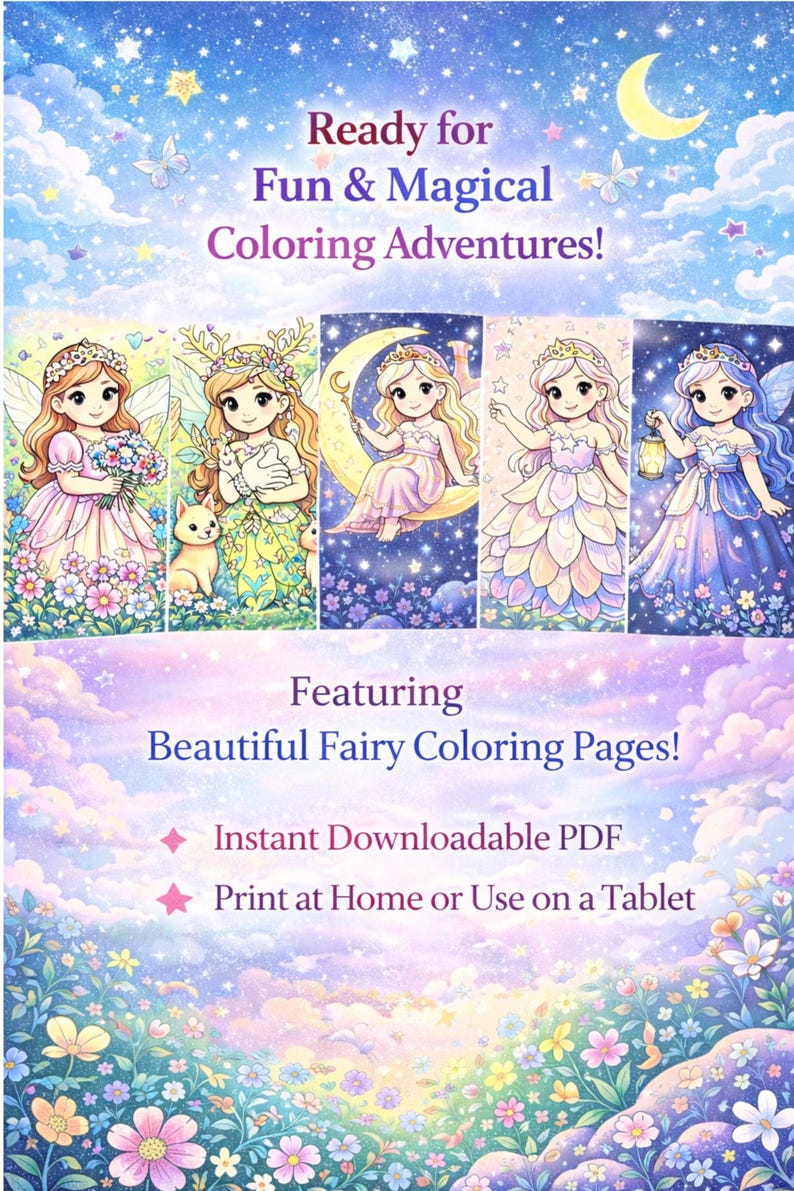 Printable Fairy Coloring Book for Kids | Cute Fairy Coloring Pages ...