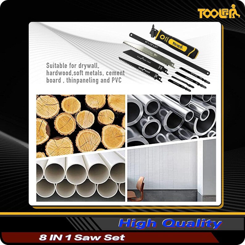 8-in-1 Multi-hand Saw Tool for Wood, Metal, Plastic & Drywall | Long ...