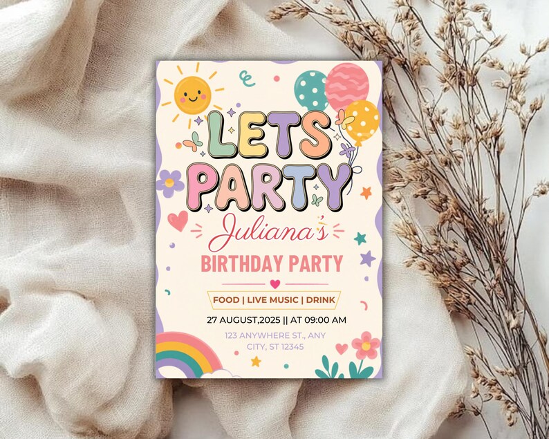 Editable Patch Letter Birthday Invitation ,custom Digital Patch Party ...