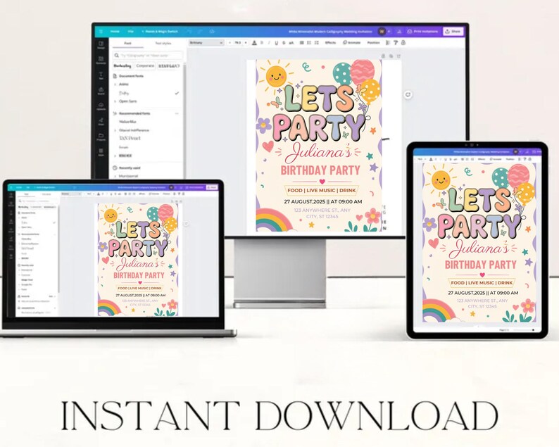Editable Patch Letter Birthday Invitation ,custom Digital Patch Party ...