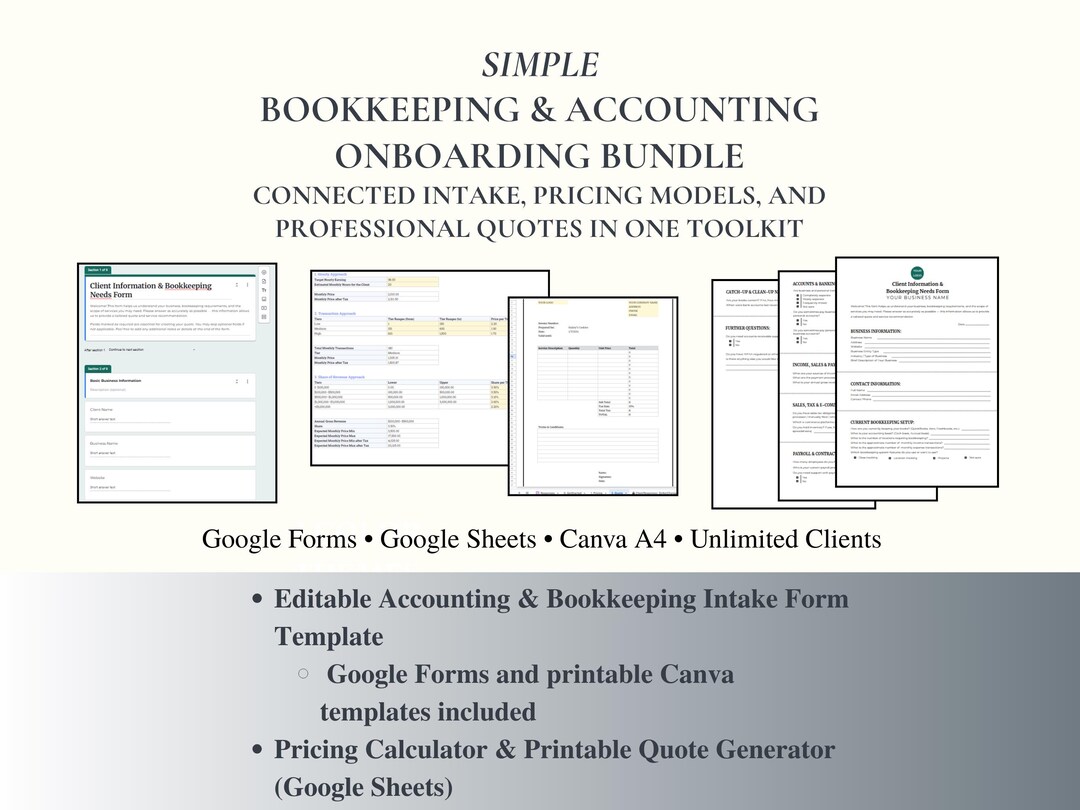 Simple Bookkeeping & Accounting Client Onboarding Toolkit | Intake Form ...