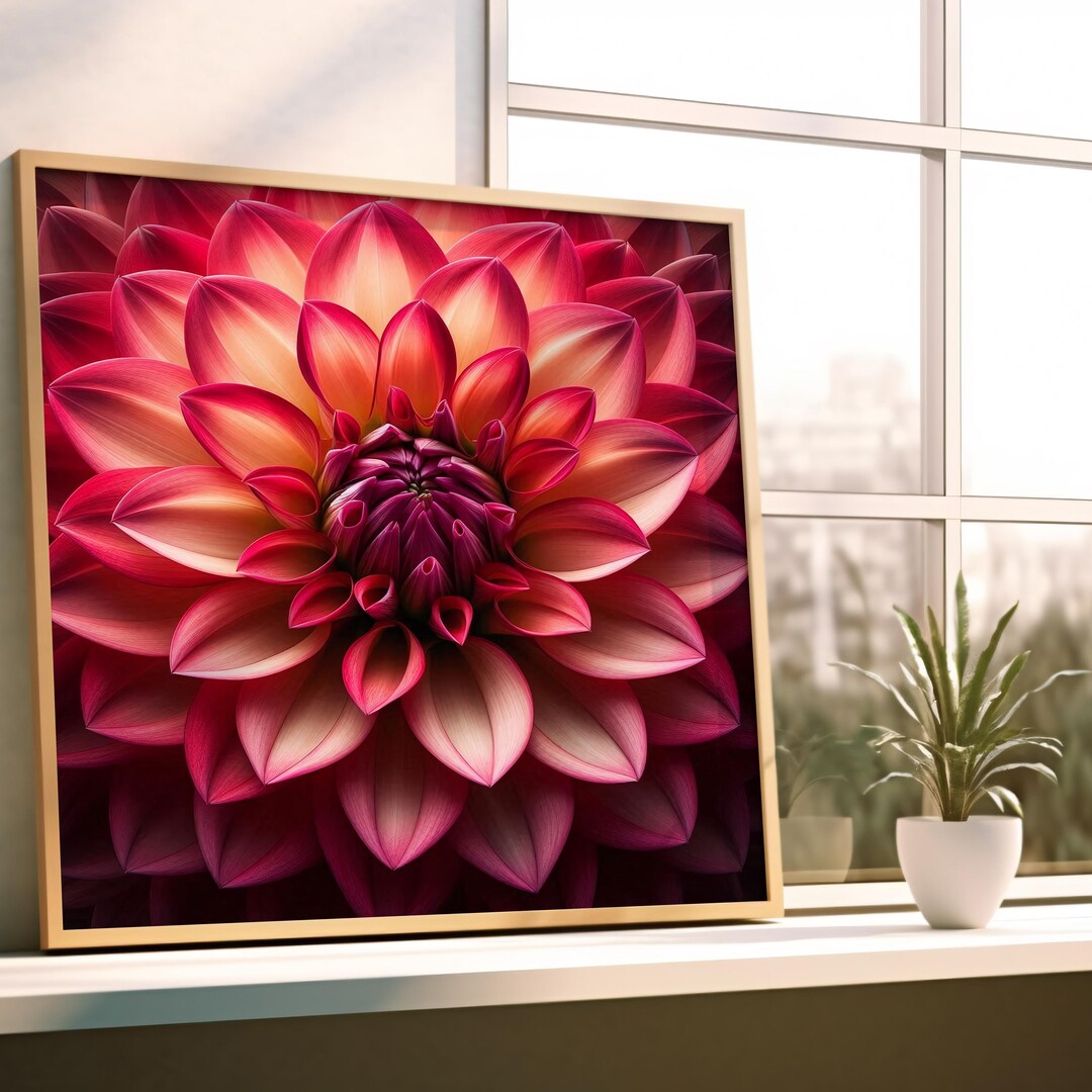 Dahlia in Full Bloom | Rich Coral Symmetrical Beauty – Botanical Zen ...
