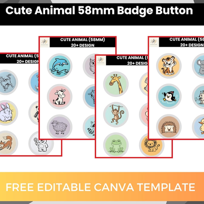 58 Mm Badge Template - Etsy