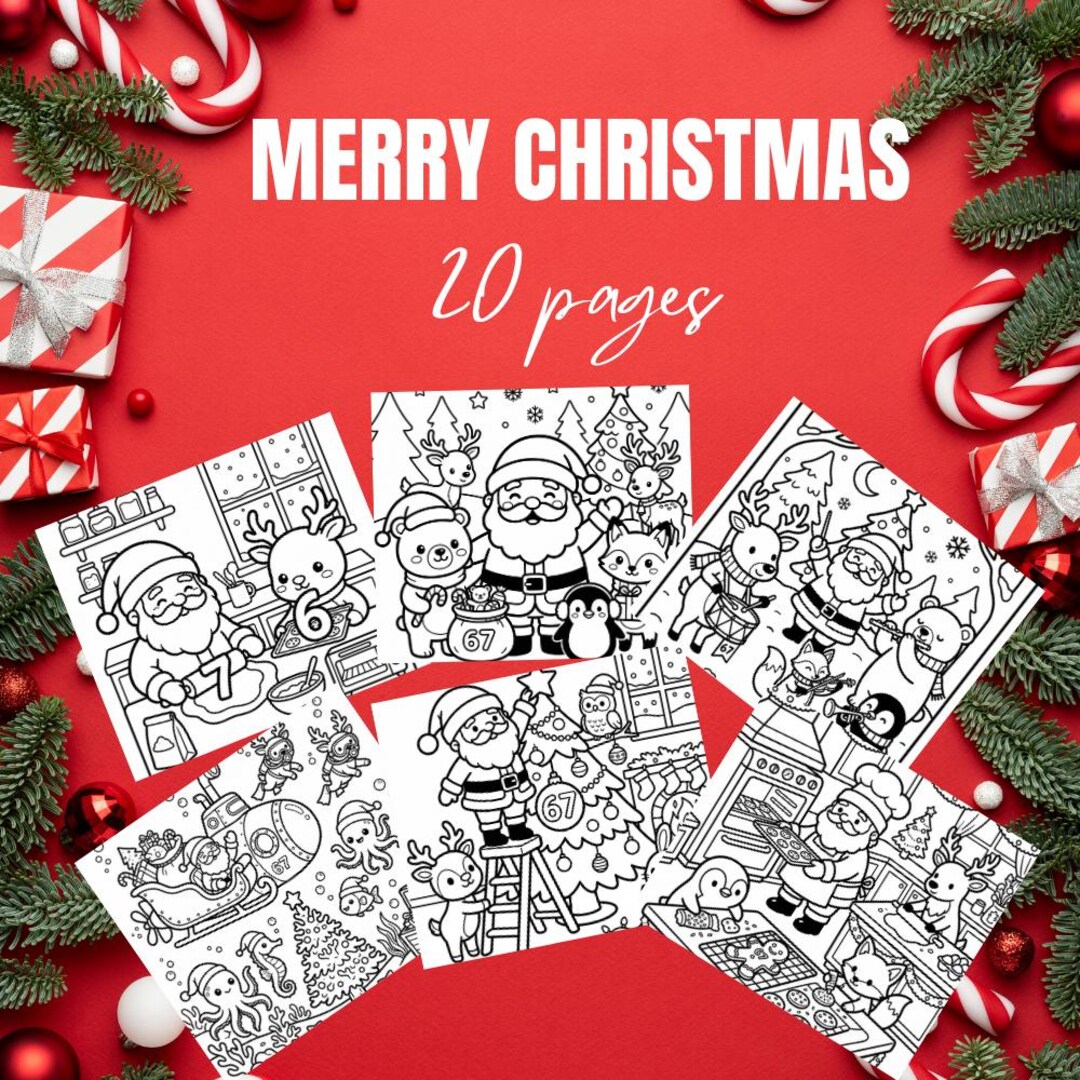 6 7 Christmas Coloring Pages Bundle, Six Seven Viral Meme Coloring ...